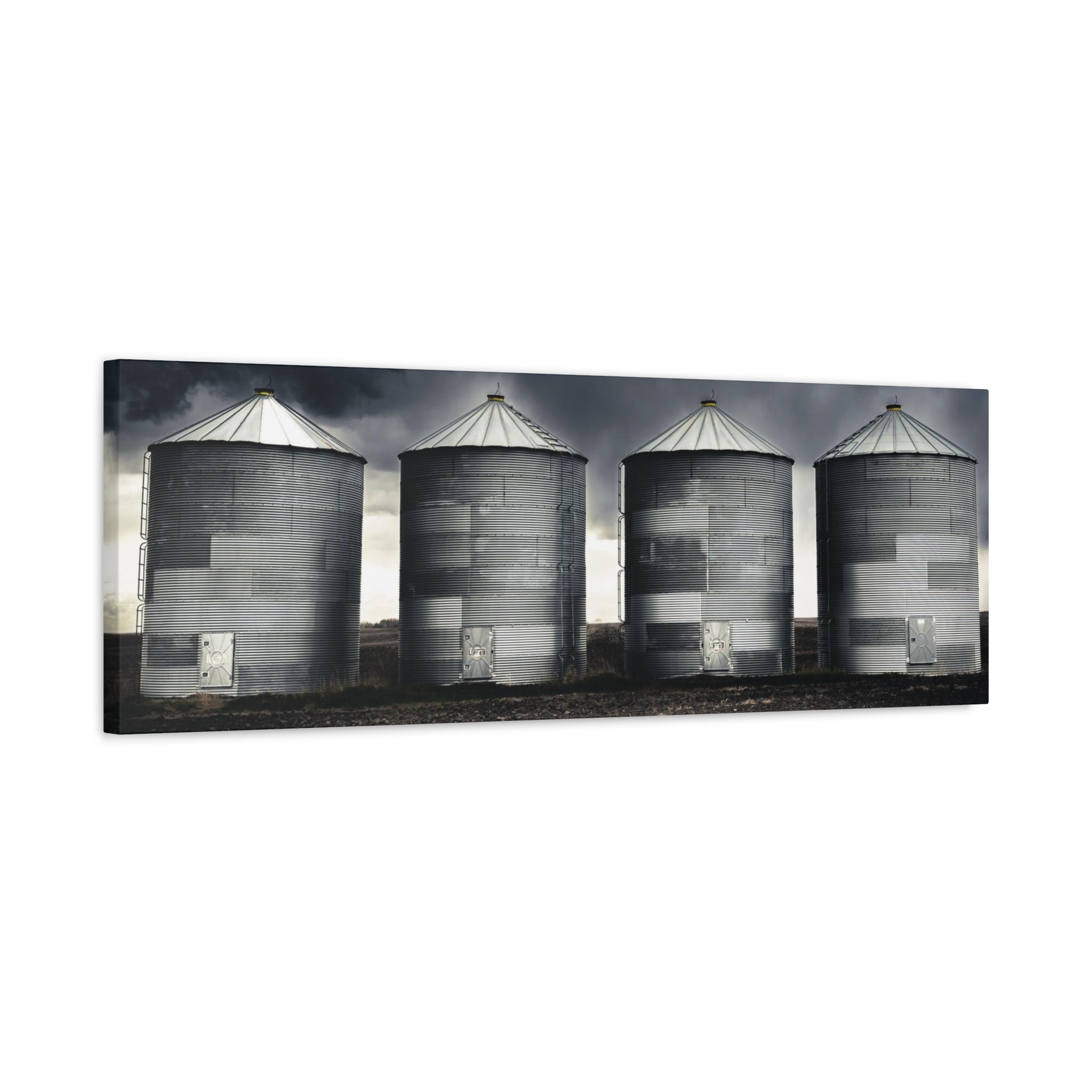 Silos Panoramic Canvas | Farmhouse Wall Art | Grain Bin Print | Prairie ...