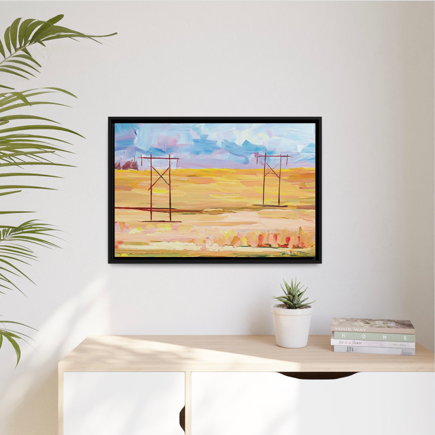 Power Pole Oil Painting Canvas Print | Abstract Landscape Art - Etsy