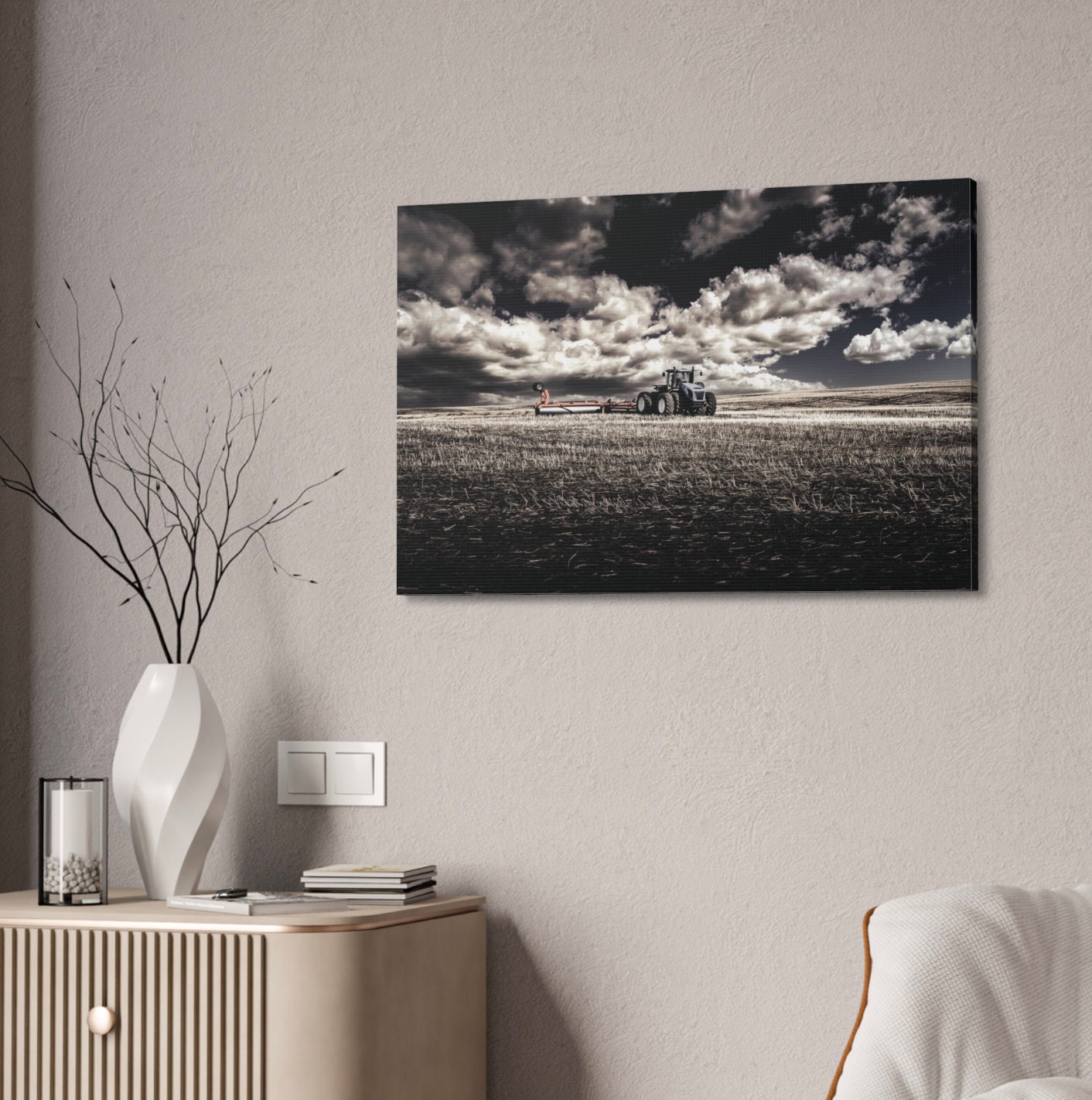 Large Tractor Canvas | Farmhouse Decor | Working Tractor Print ...