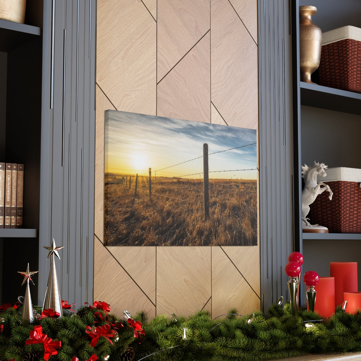 Prairie Landscape Canvas Farmhouse Decor Barbed Wire Fence Print Barbed ...