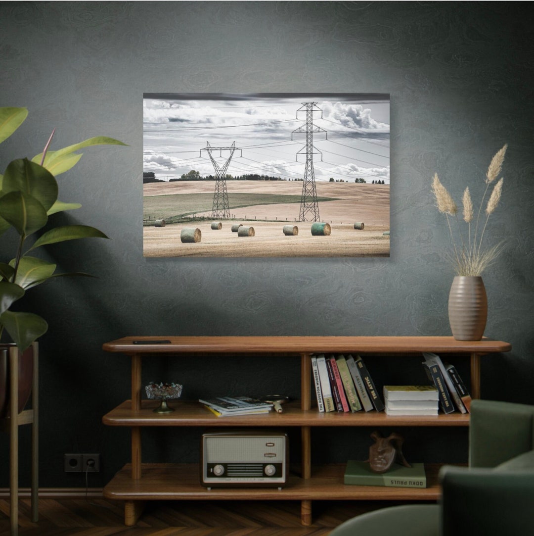 Transmission Towers Canvas Voltage Decor Electricity Artwork Power ...