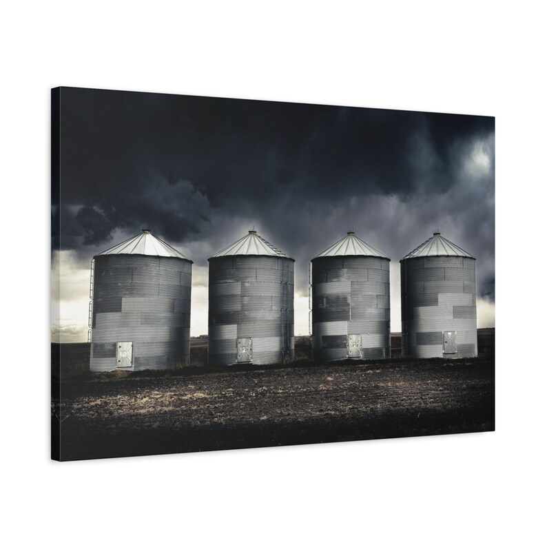 Grain Silos Canvas | Farmhouse Wall Art | Grain Bin Print | Modern Wall ...