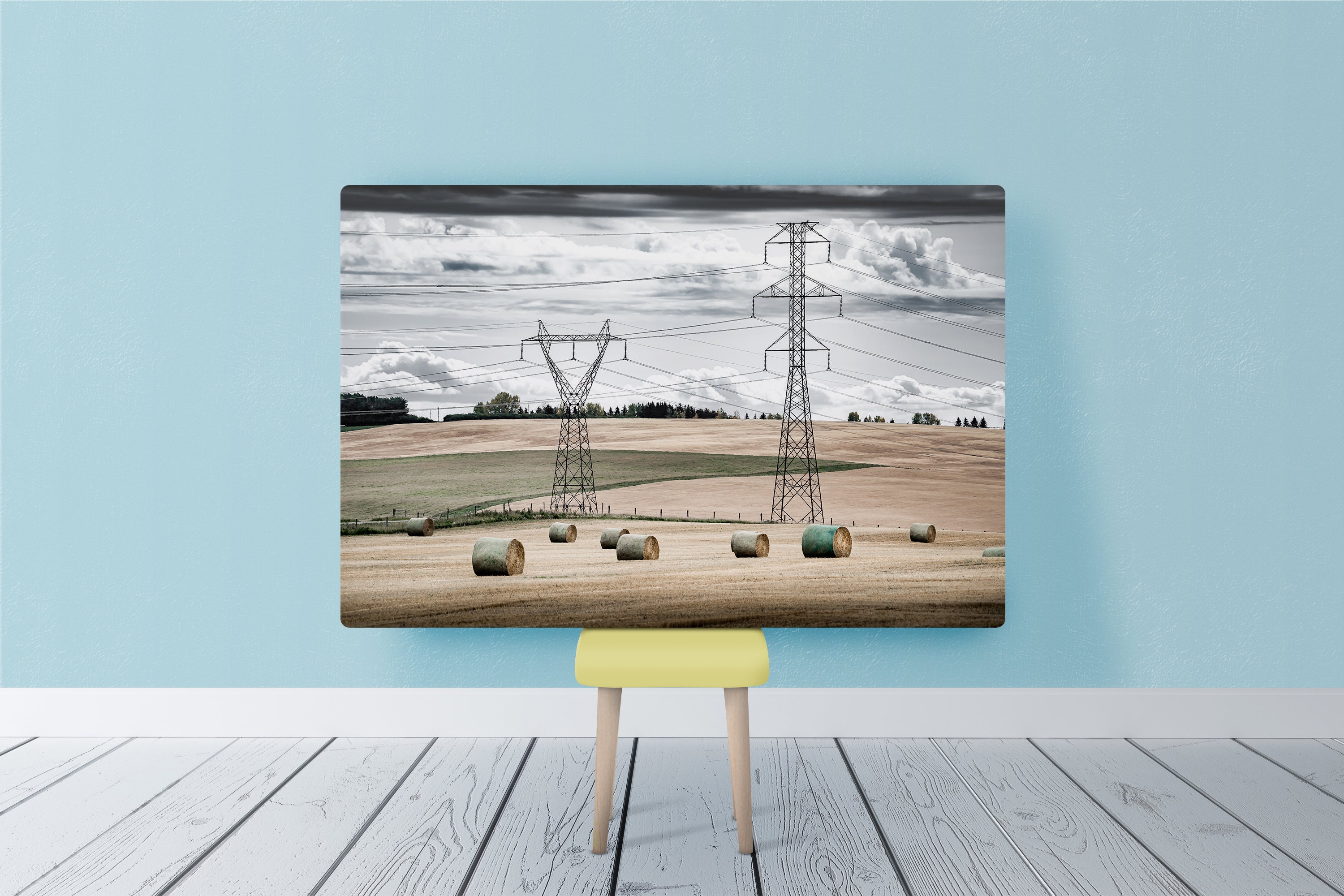 Transmission Towers Canvas Voltage Decor Electricity Artwork Power ...