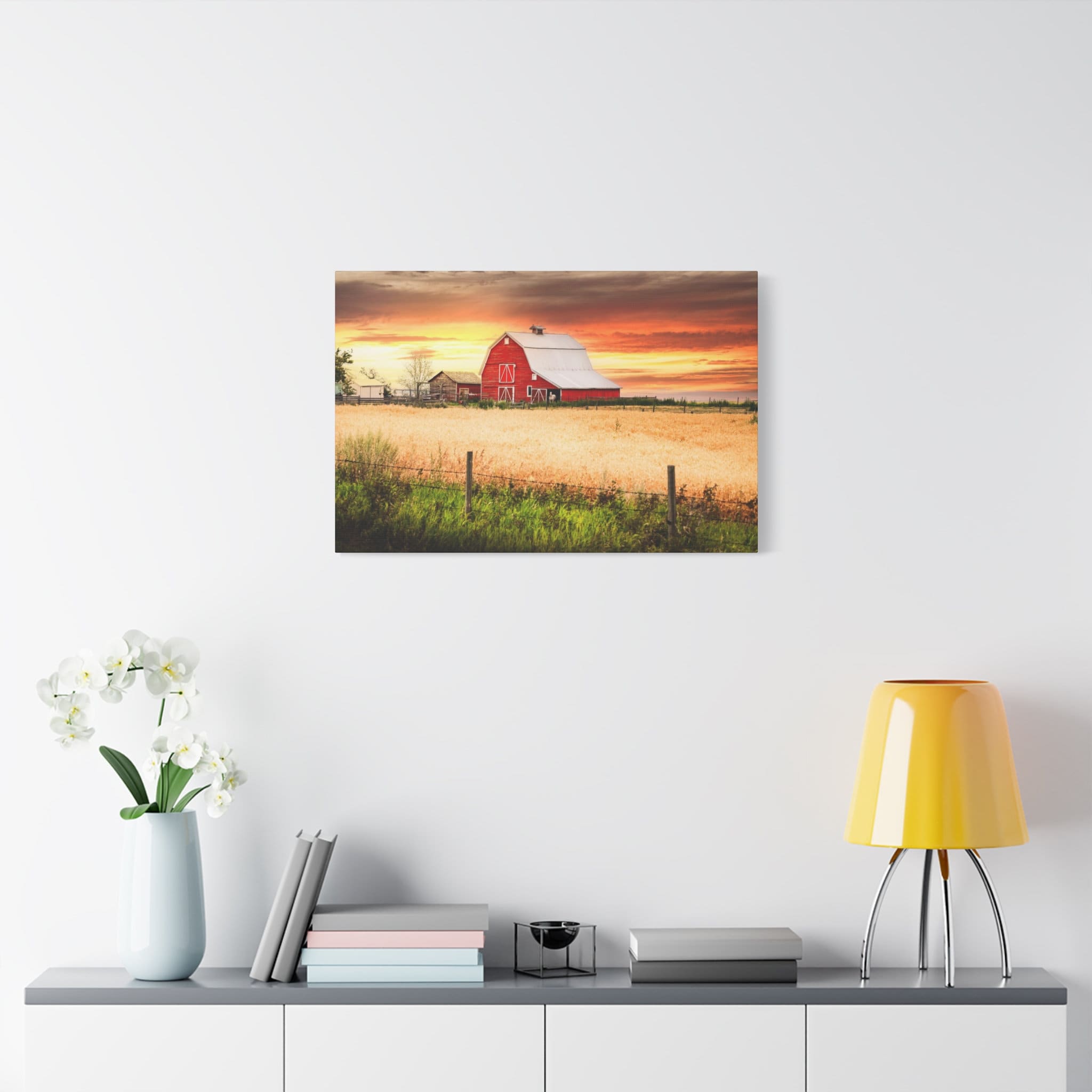 Red Barn Canvas Farmhouse Print Alberta Canada Landscape Prairie ...