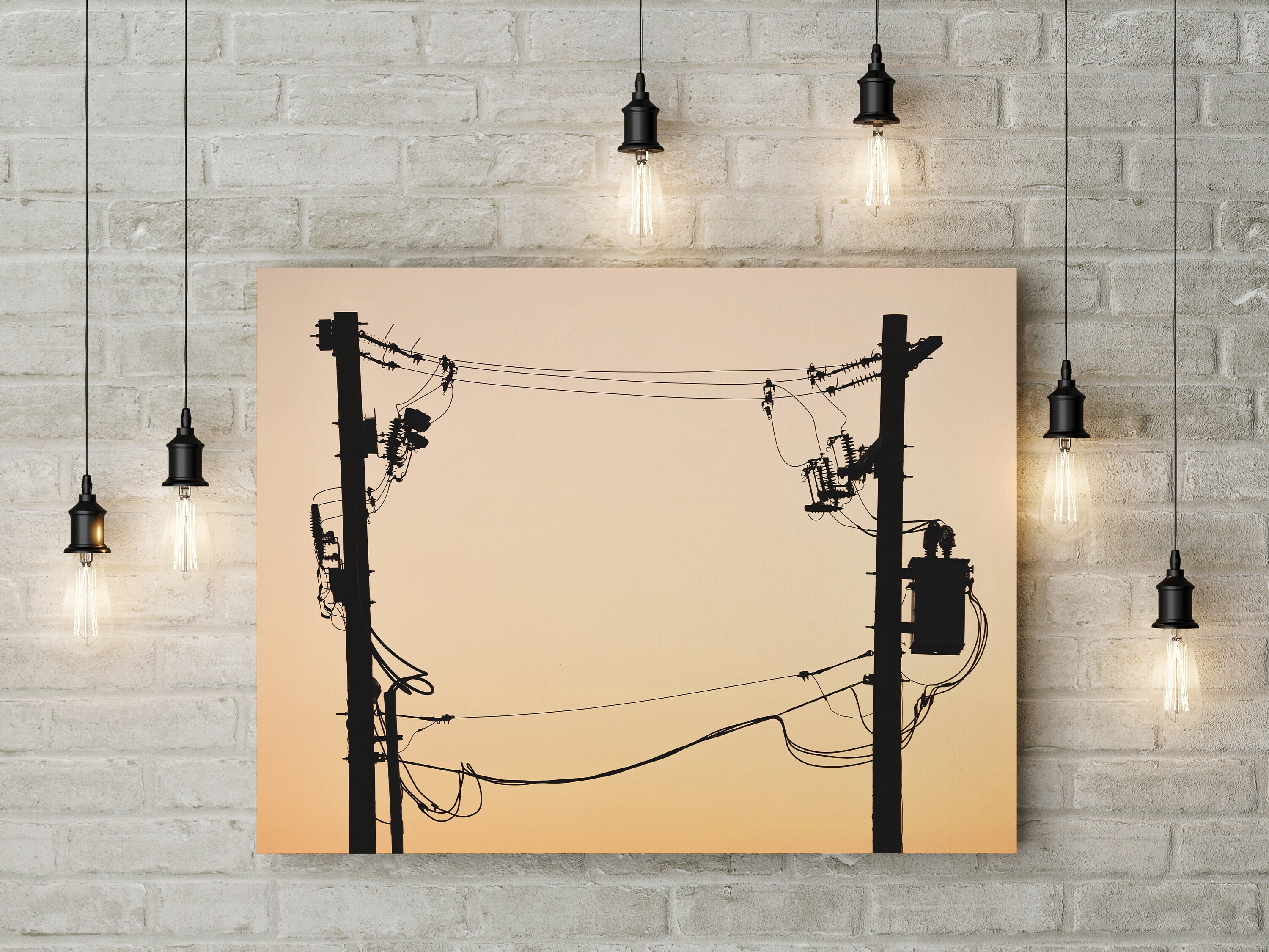 Power Poles Canvas | Voltage Decor | Lineman Gift | Electricity Artwork ...
