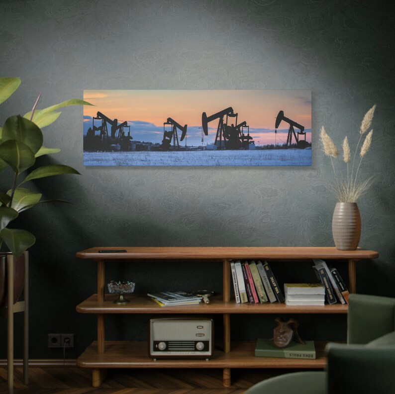 SUNSET PUMP JACKS | Oil and Gas Canvas Wrap | Corporate Decor | Home ...