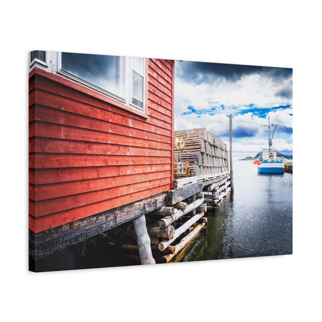 RED BOAT HOUSE Canvas | Atlantic Canada Print | Boating Canvas | East ...