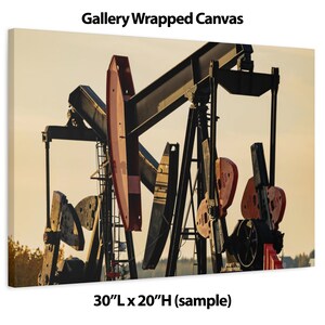 Sunset Oil Pump Jacks Canvas Print | Rustic Industrial Wall Art - Etsy