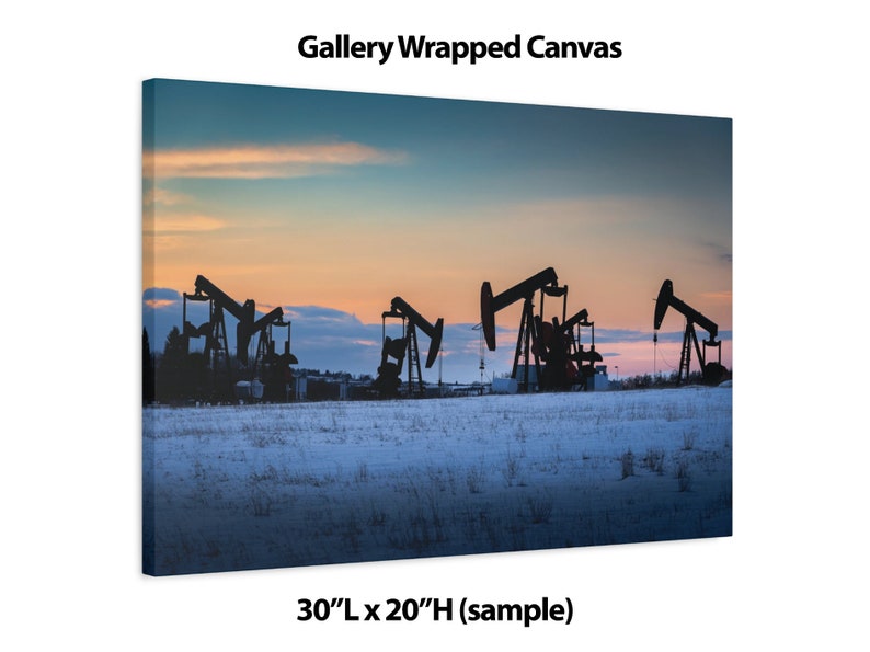 SUNSET PUMP JACKS | Oil and Gas Canvas Wrap | Corporate Decor | Home ...