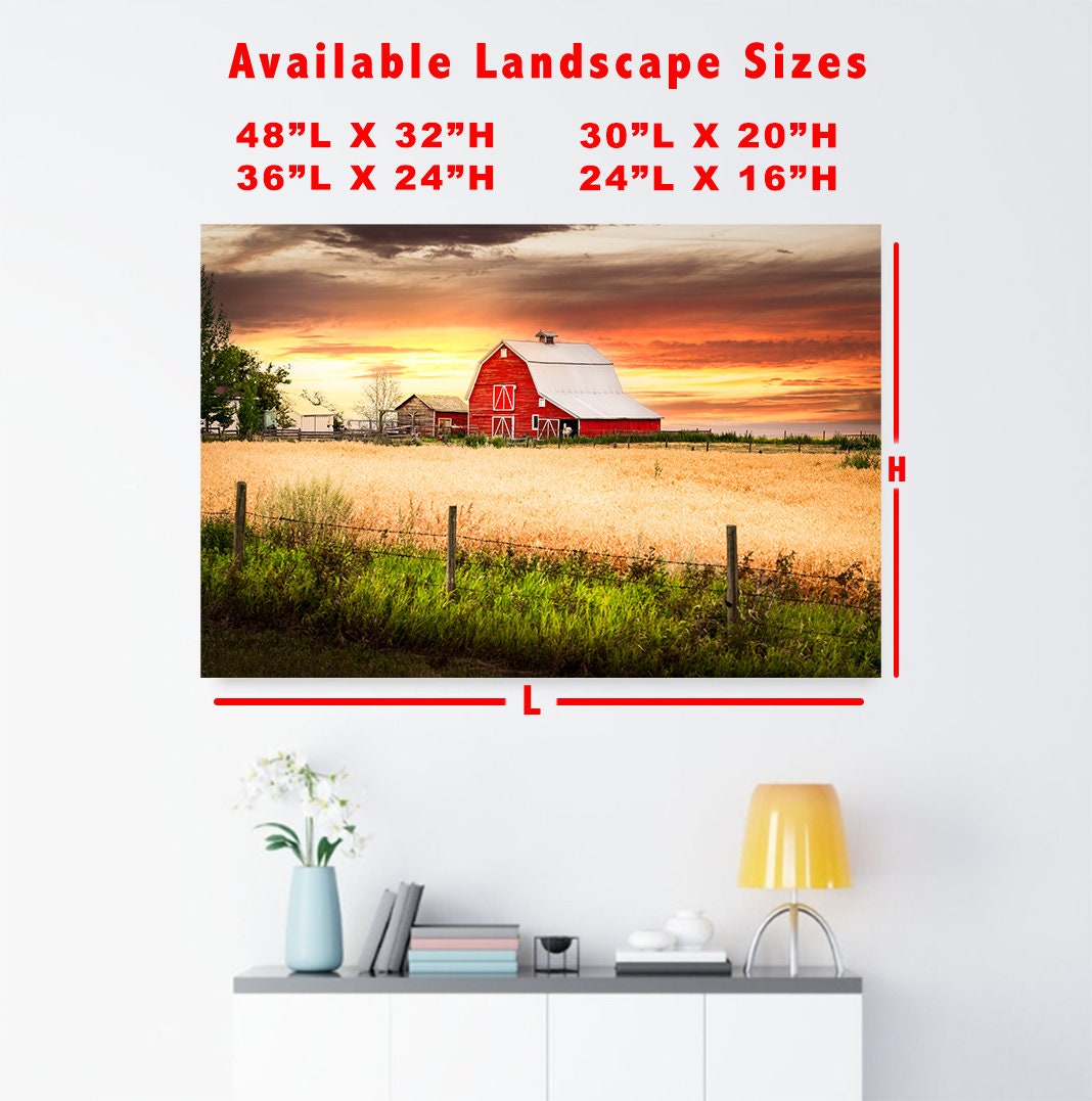 Red Barn Canvas | Farmhouse Print | Alberta Canada Landscape | Prairie ...