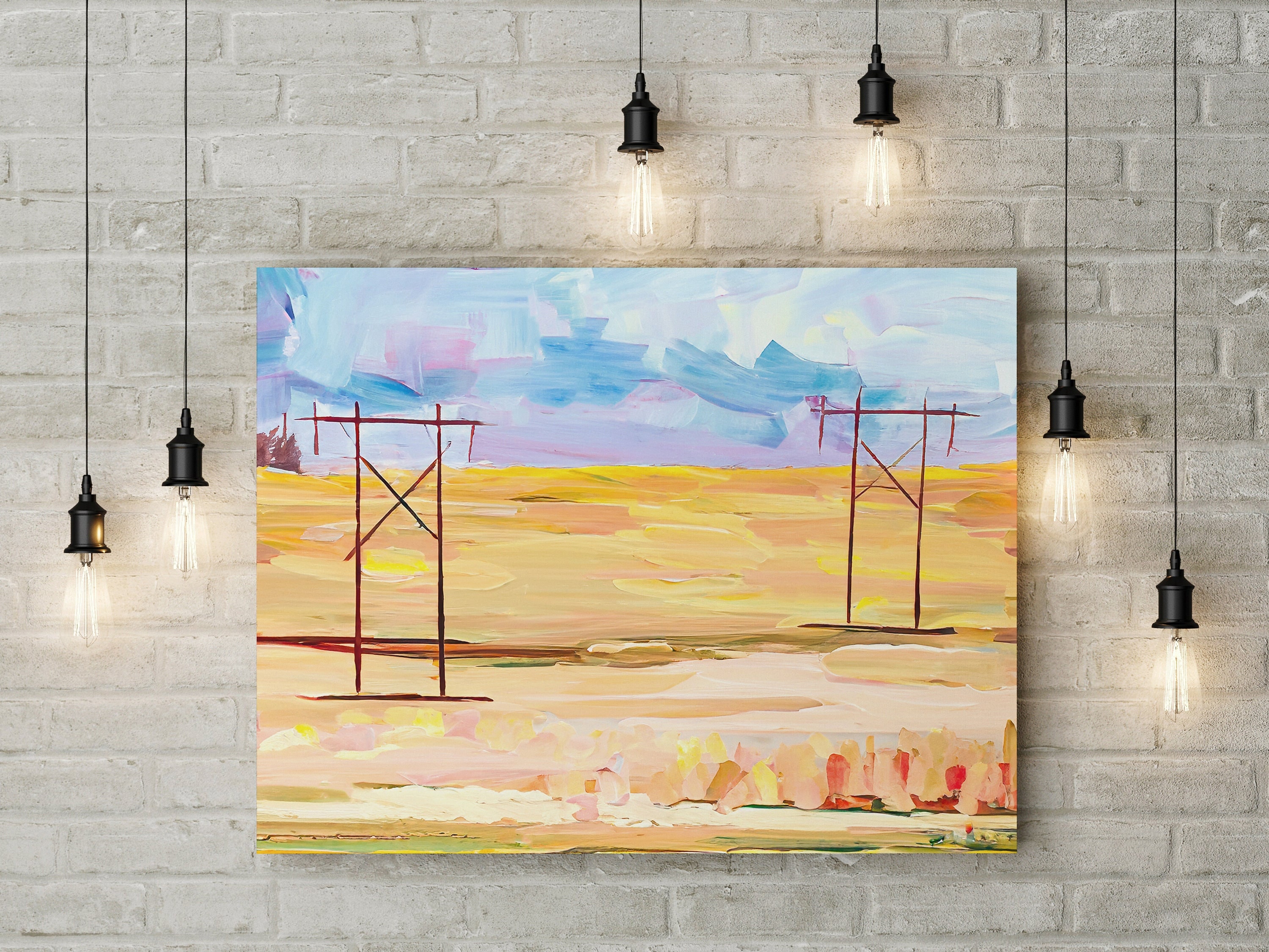 Power Poles Oil Painting Abstract Art, Lineman Gift (digital Download ...
