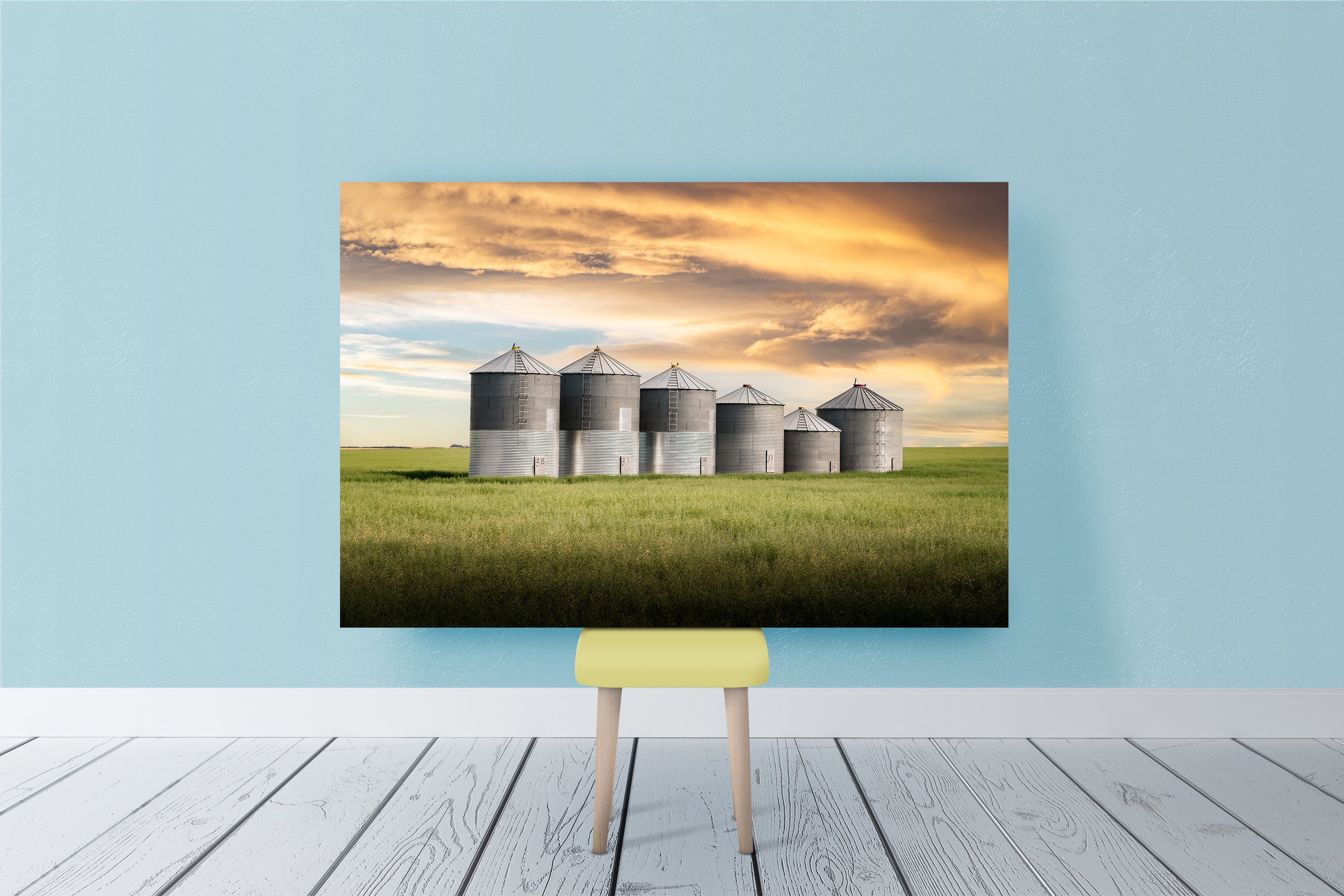 GRAIN BINS CANVAS | Alberta Prairies Print | Farmhouse Decor ...