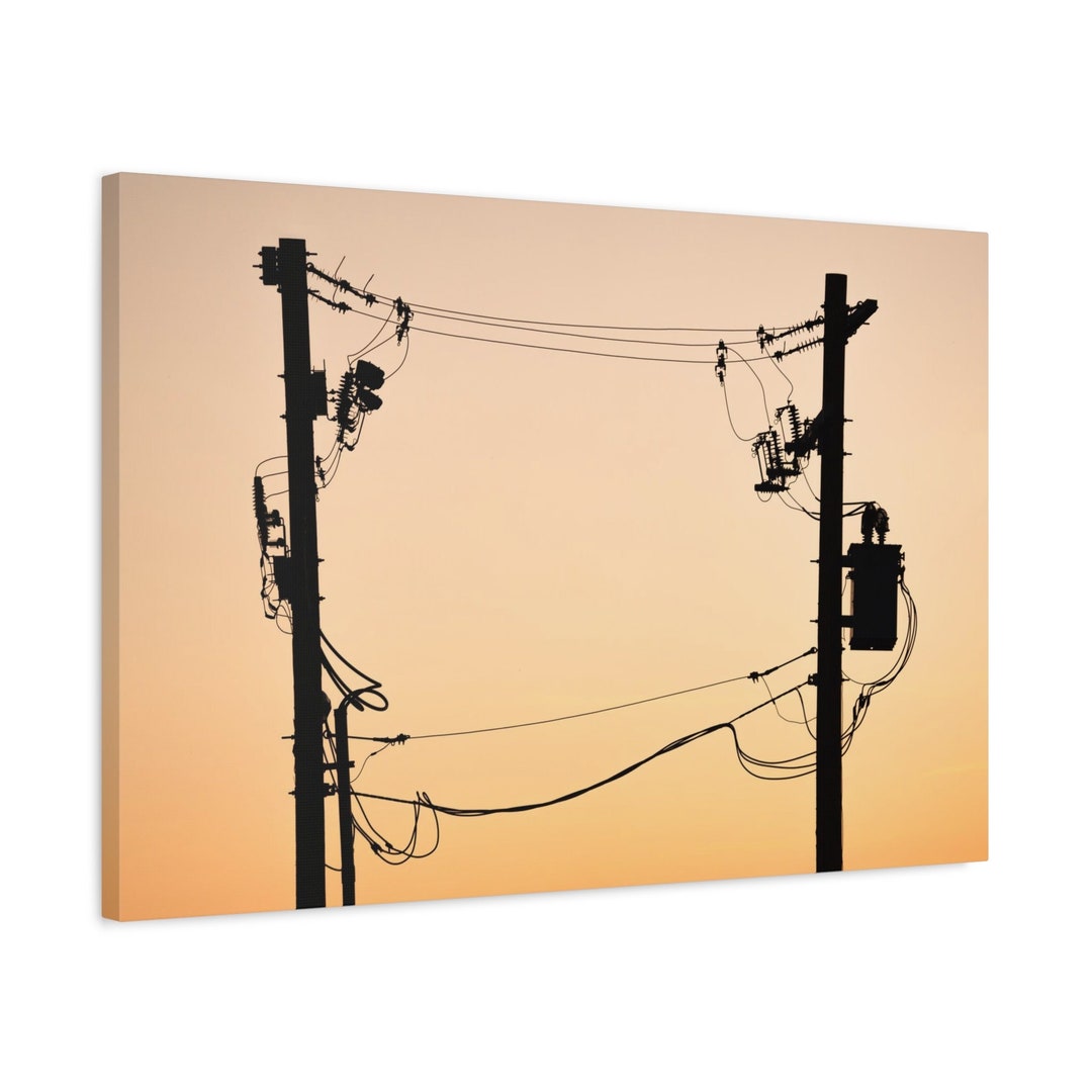 Power Poles Canvas | Voltage Decor | Lineman Gift | Electricity Artwork ...