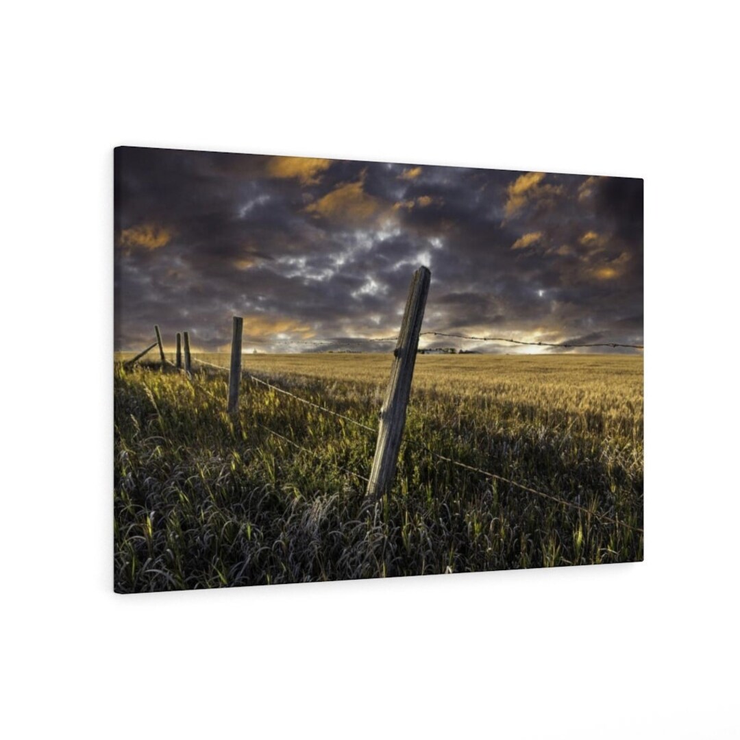 GRASSLANDS POSTS Canvas Wrap | Home and Office Decor | Barbed Wire ...