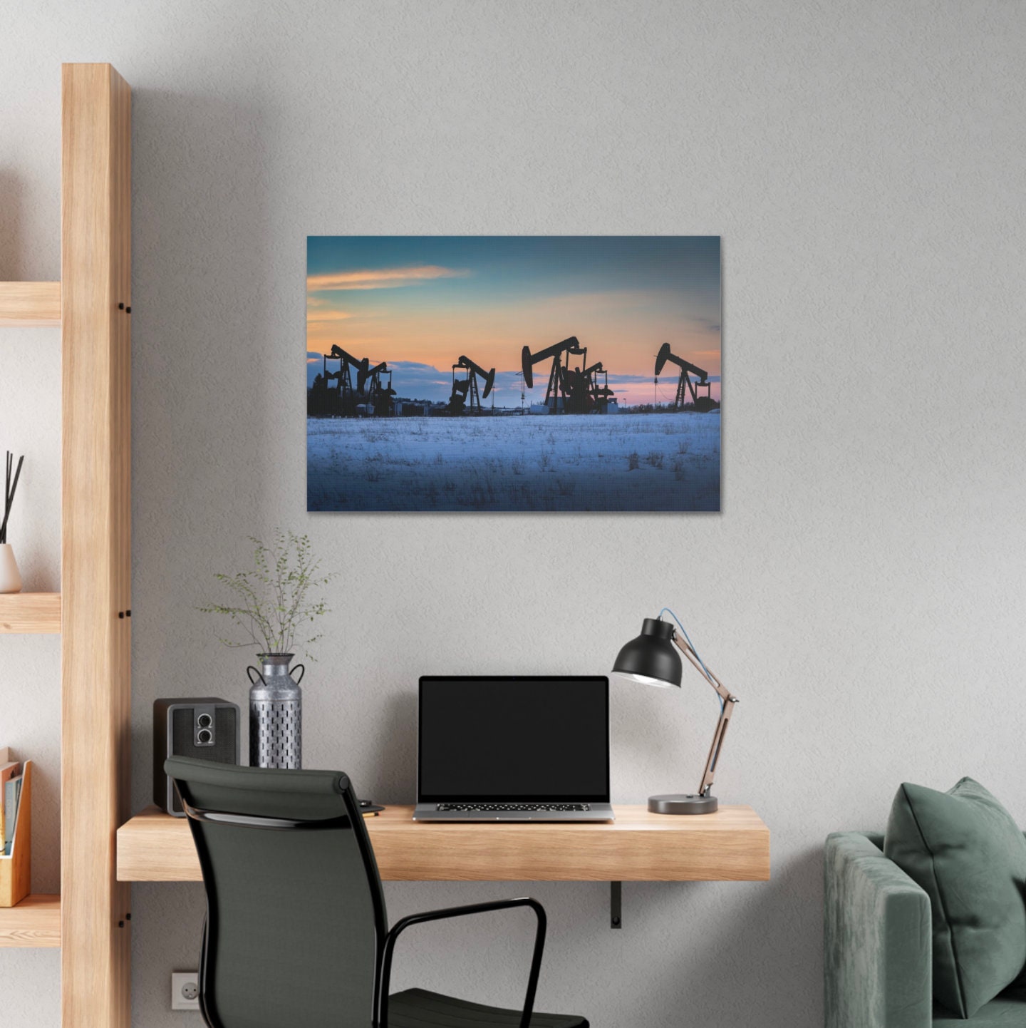 SUNSET PUMP JACKS | Oil and Gas Canvas Wrap | Corporate Decor | Home ...