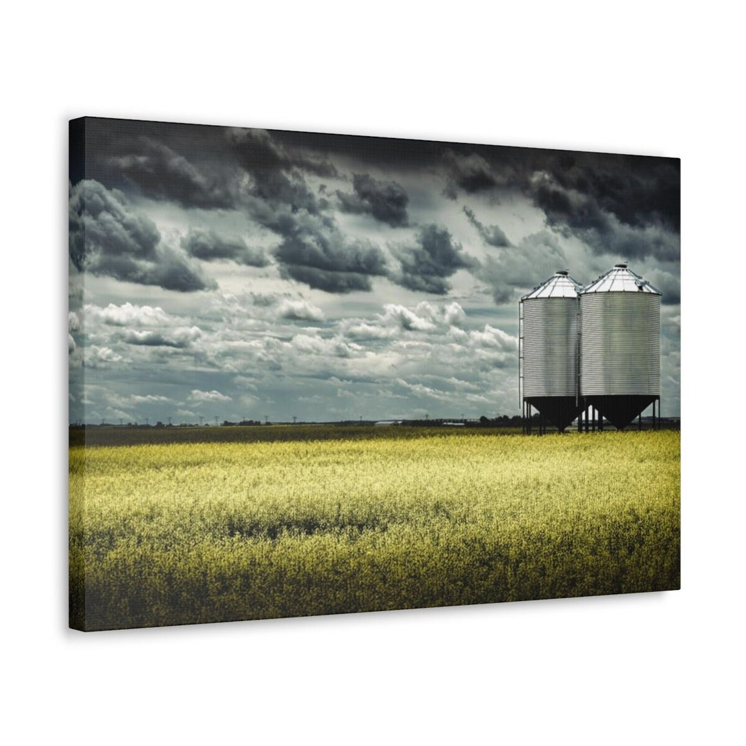 CANOLA SILOS CANVAS | Home Office Decor | Farming Art | Farmhouse Decor ...