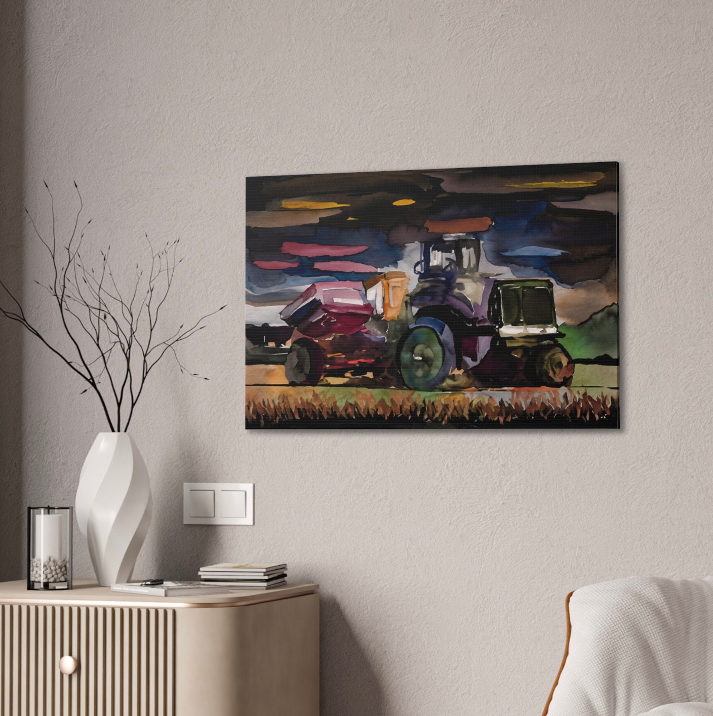 Red Tractor Print, Watercolour Tractor Print, Farmhouse Decor, Nursery ...