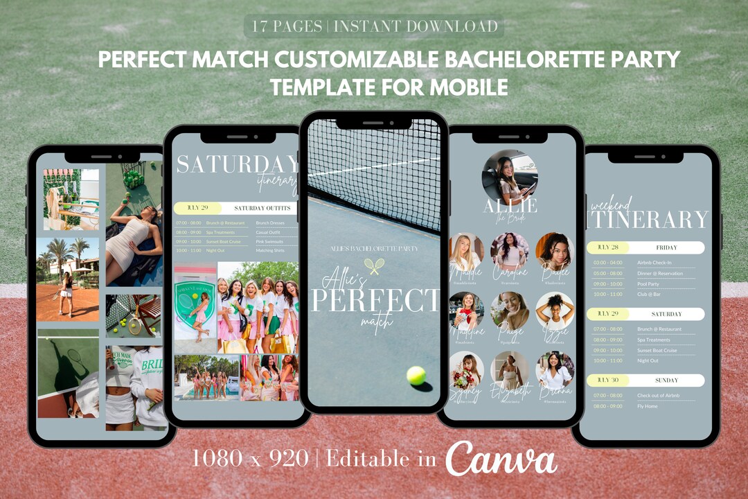 Customizable Blue Perfect Match Bachelorette Weekend Travel Digital ...