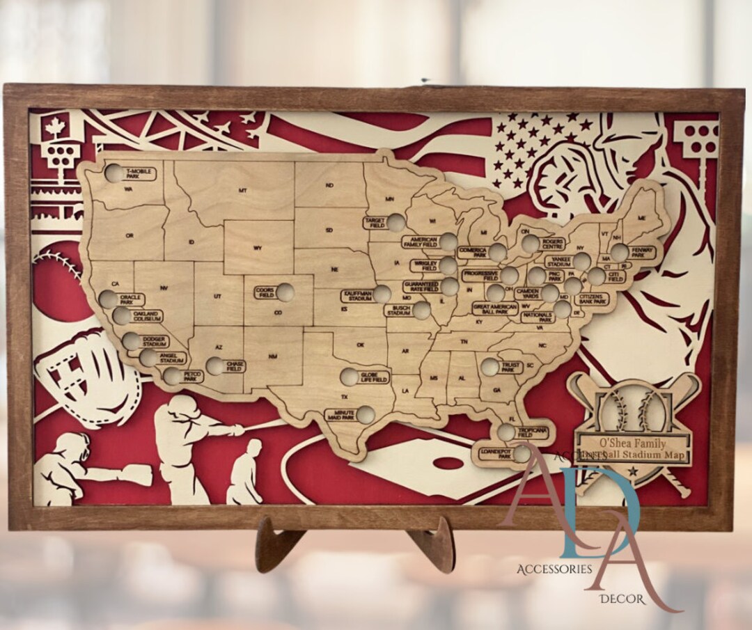 Major League Baseball Travel Park Map, MLB Stadium Map - Etsy