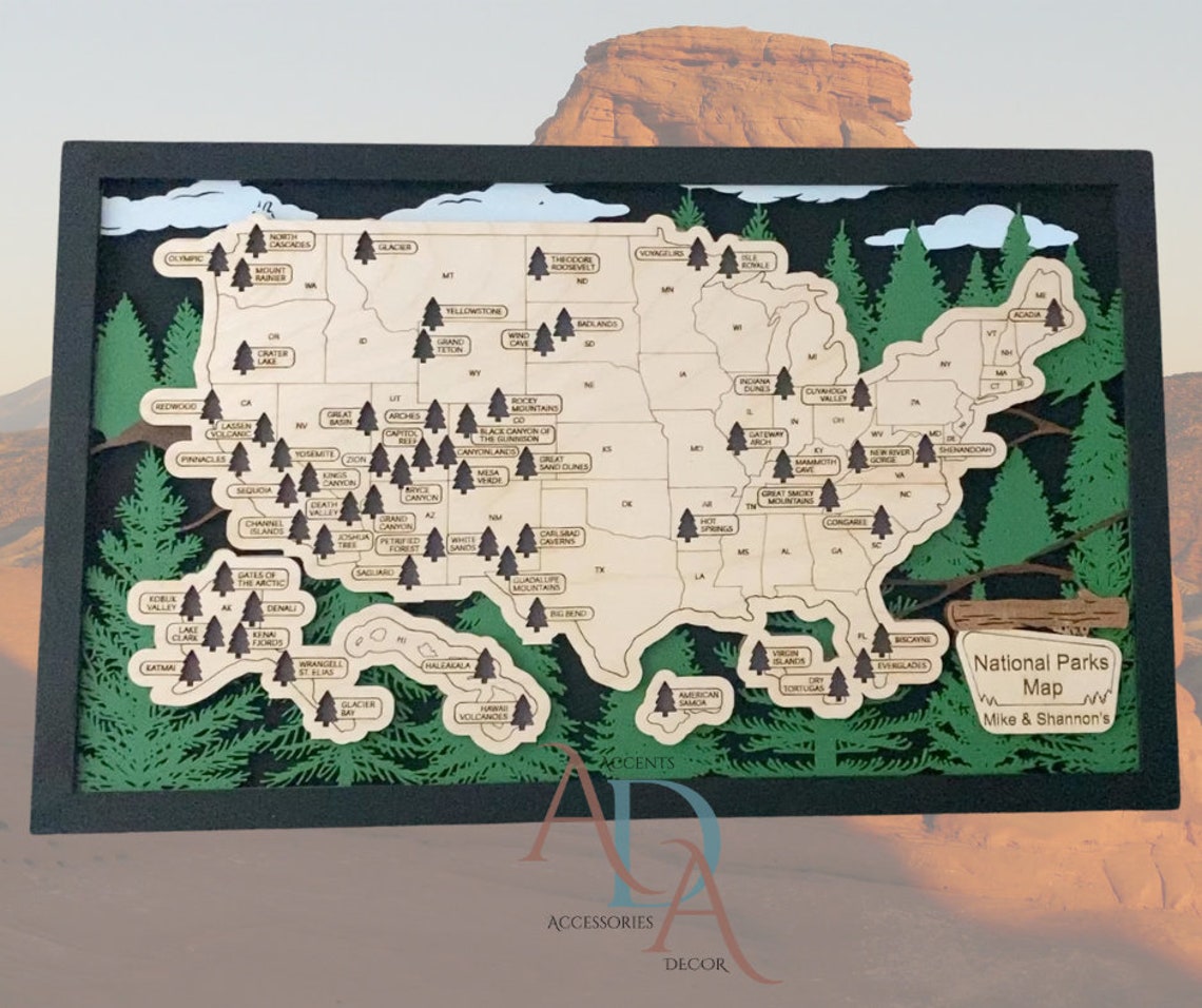 National Parks Travel Map Personalized , National Parks Marker ...