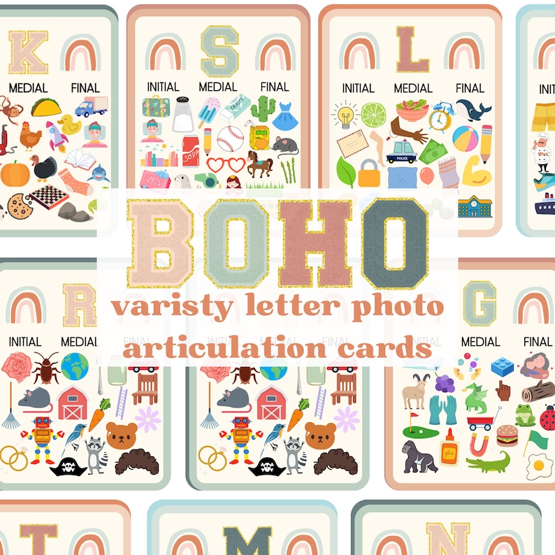 Boho Varsity Chenille Letter Themed Speech Language Therapy ...