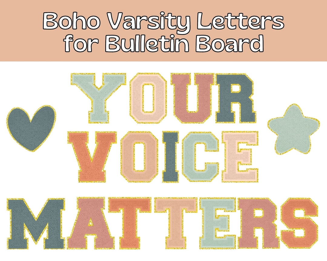 Boho Varsity Your Voice Matters Letters for Speech Therapy Bulletin ...
