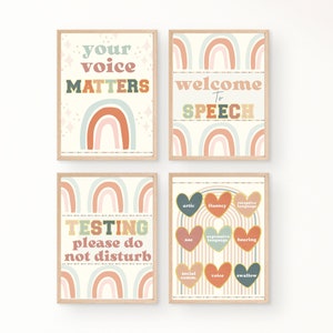 Boho Themed Varsity Lettered Speech Language Therapy Office Decor - Etsy