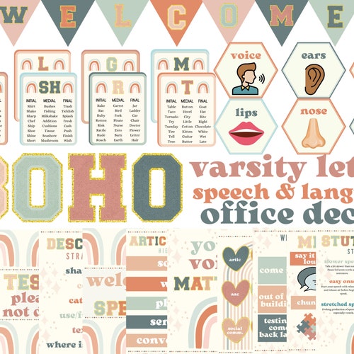 Boho Themed Speech Therapy Office Decor and Visual Aid Posters - Etsy