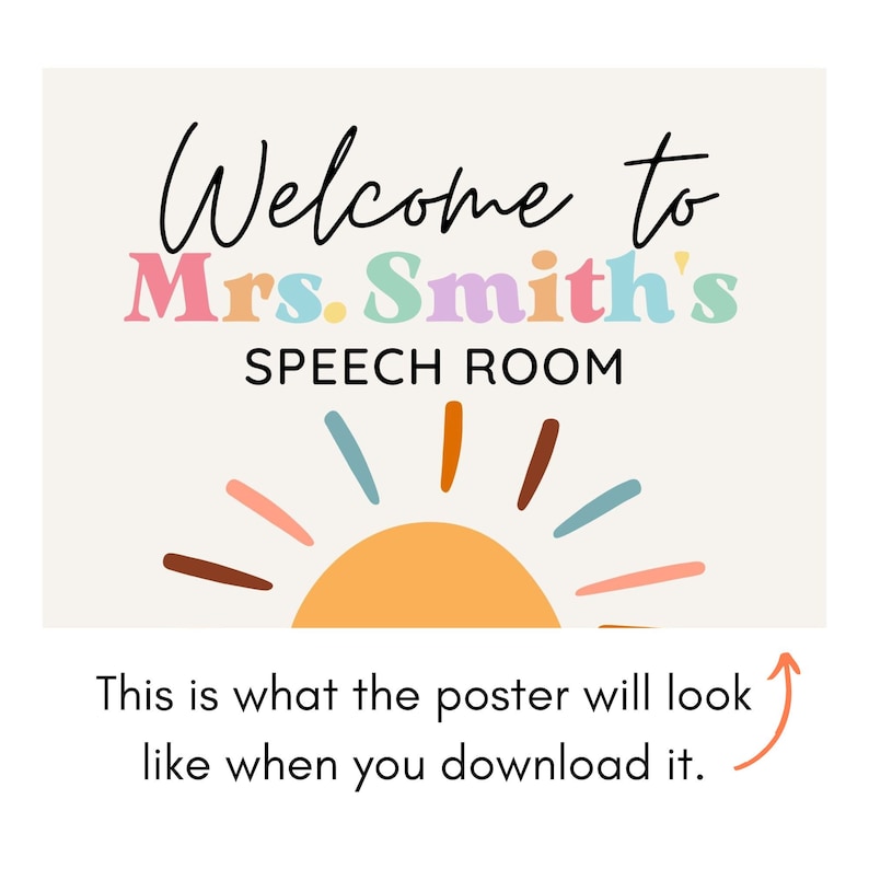 CUSTOMIZABLE 14" X 11" Welcome to Speech Poster Digital Download - Etsy