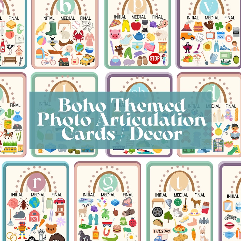 Boho Themed Speech Language Therapy Articulation Photo Cards for ...