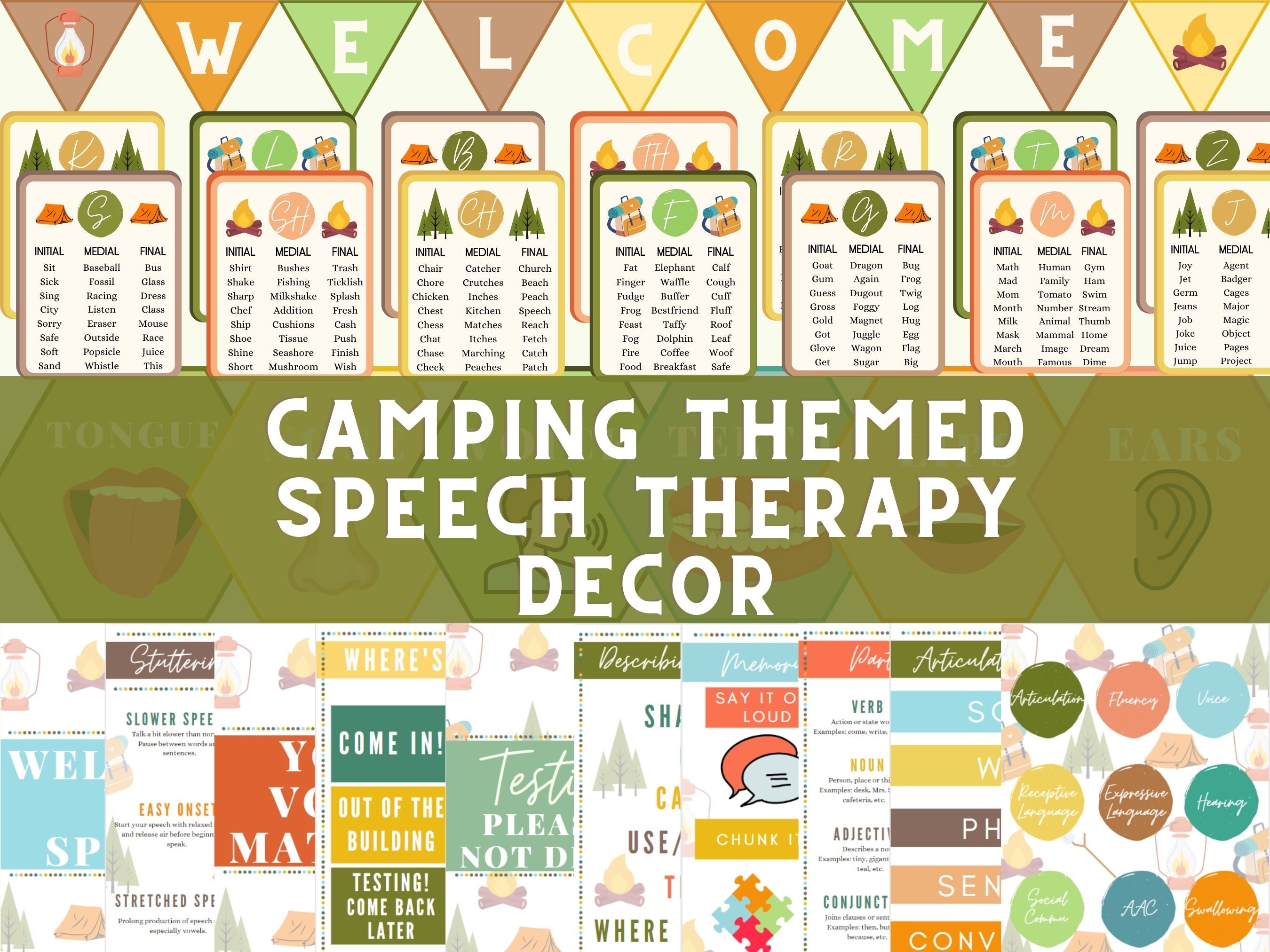 Camping Themed Speech Language Therapy Office/classroom Decor and ...