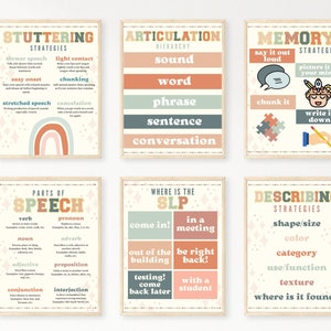 Boho Themed Varsity Lettered Speech Language Therapy Office Decor - Etsy