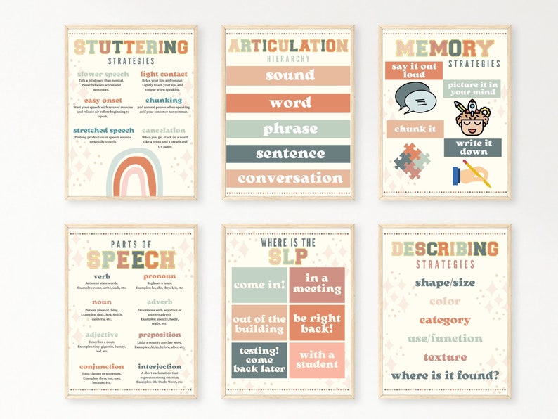 Boho Themed Varsity Lettered Speech Language Therapy Office Decor - Etsy