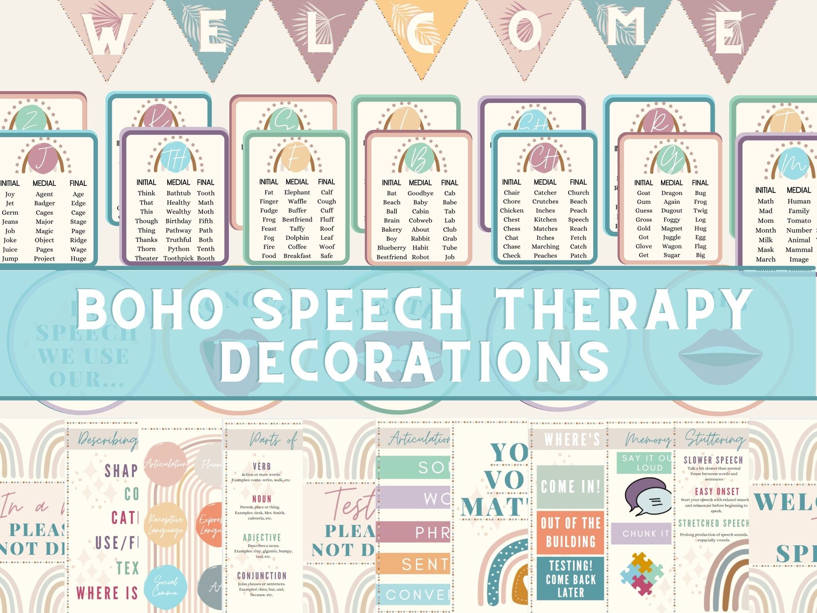 Boho Themed Speech Therapy Office Decor and Visual Aid Posters - Etsy