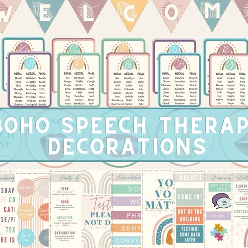 Boho Themed Speech Therapy Office Decor and Visual Aid Posters - Etsy