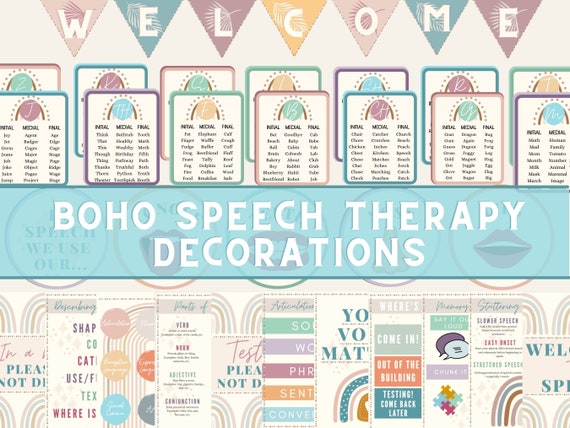 Boho Themed Speech Therapy Office Decor and Visual Aid Posters - Etsy