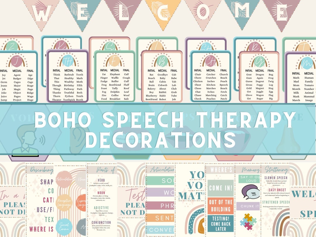 Boho Themed Speech Therapy Office Decor and Visual Aid Posters - Etsy