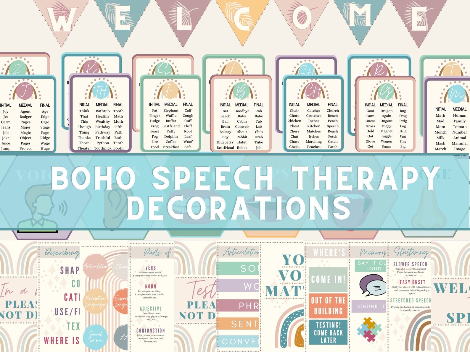Boho Themed Speech Therapy Office Decor and Visual Aid Posters - Etsy