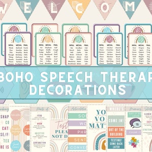 Boho Themed Speech Therapy Office Decor and Visual Aid Posters - Etsy