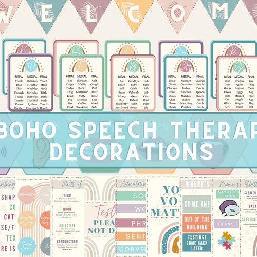 Boho Themed Varsity Lettered Speech Language Therapy Office - Etsy