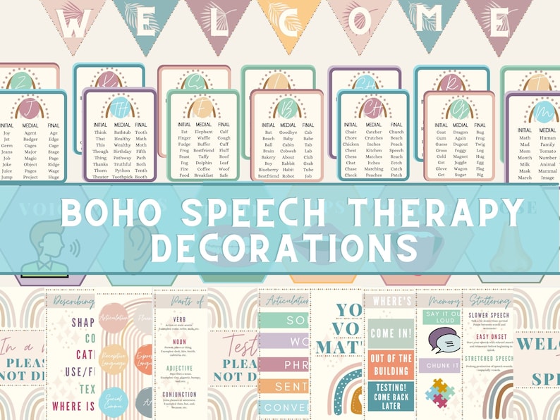 Boho Themed Speech Therapy Office Decor and Visual Aid Posters - Etsy