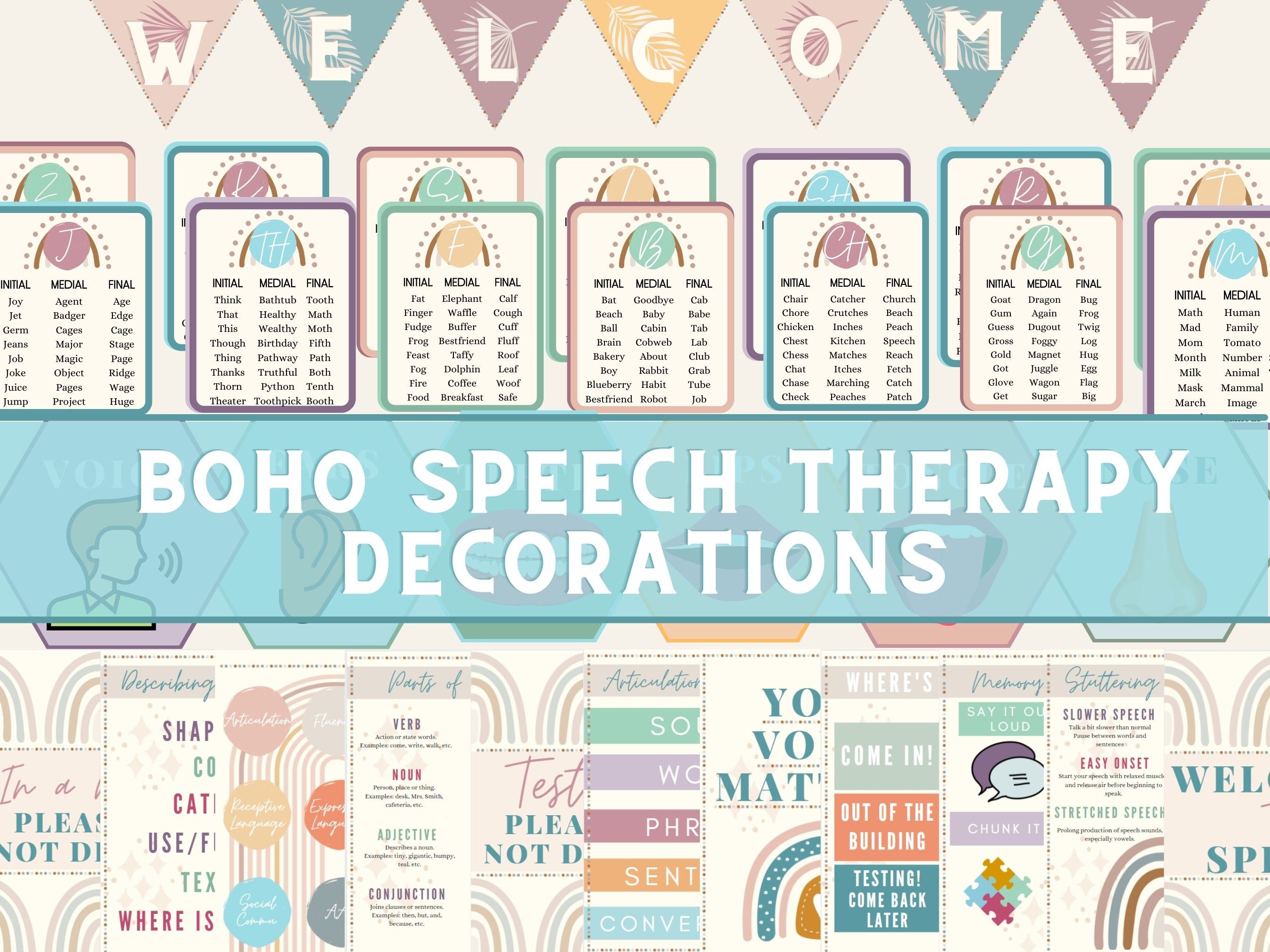 Boho Themed Speech Therapy Office Decor and Visual Aid Posters - Etsy
