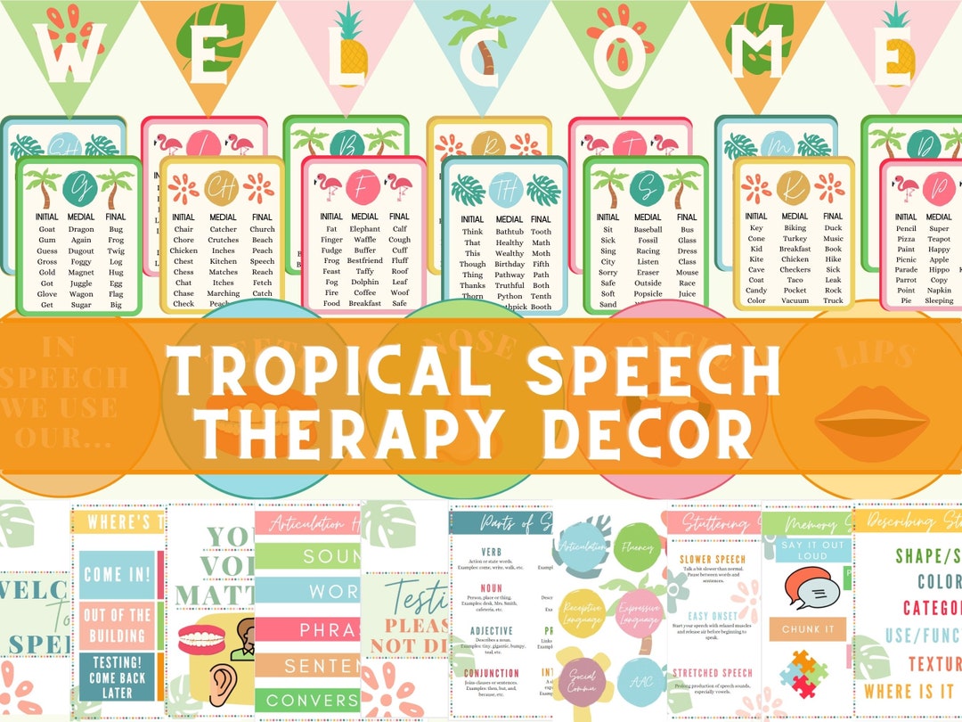 Tropical Themed Speech Language Therapy Classroom Decor and Posters - Etsy