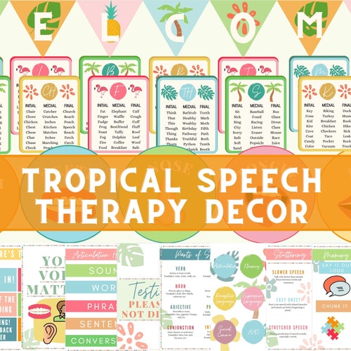 Tropical Themed Speech Language Therapy Classroom Decor and - Etsy