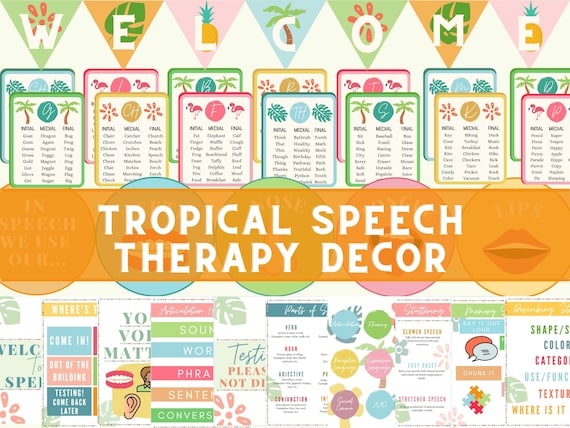 Tropical Themed Speech Language Therapy Classroom Decor and - Etsy