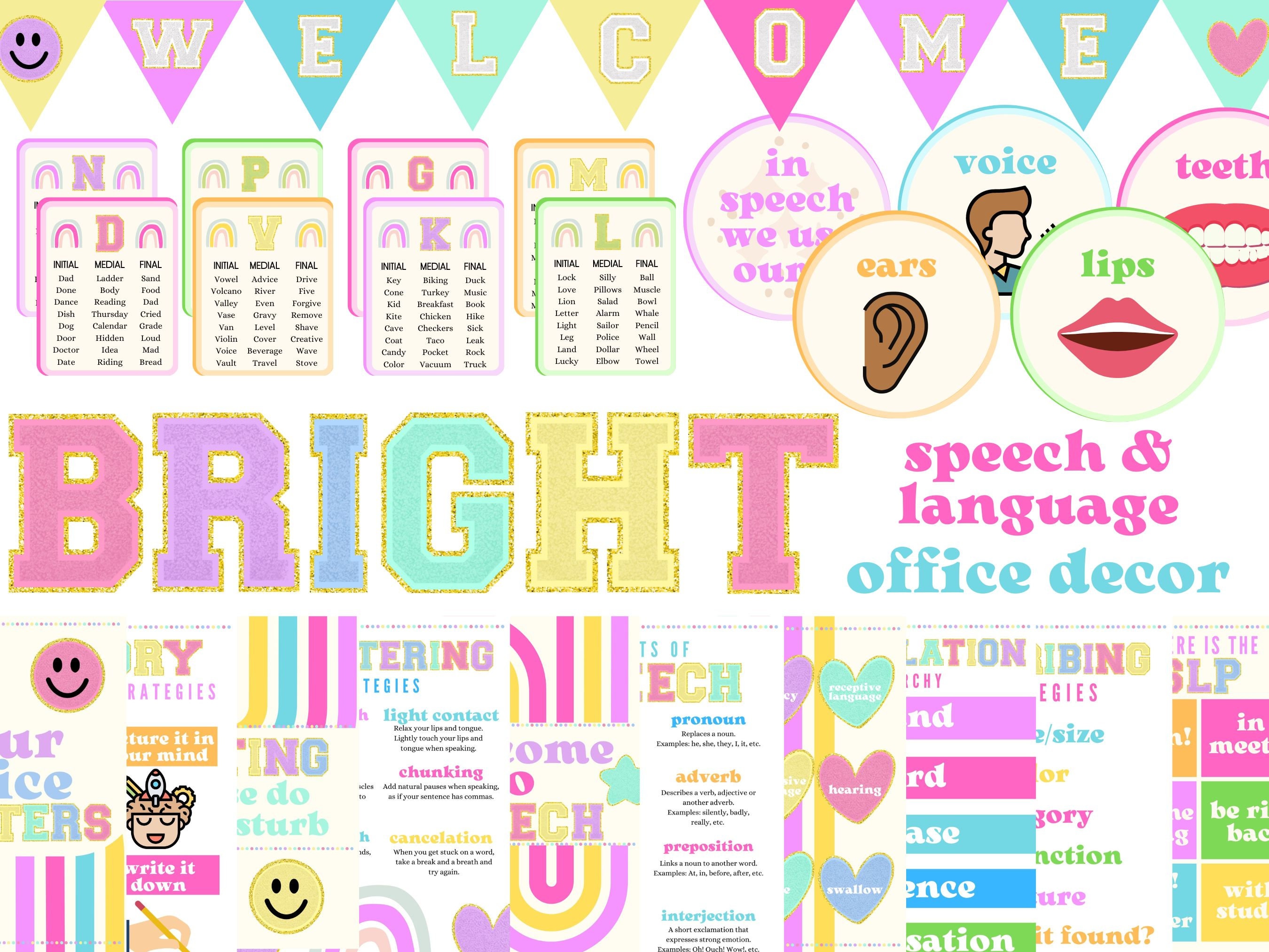 Bright Varsity Chenille Letter Speech Language Office/classroom Decor ...