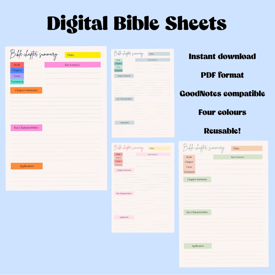 Digital PDF Bible Chapter Summary, Bible Reading, Faith Journalling ...