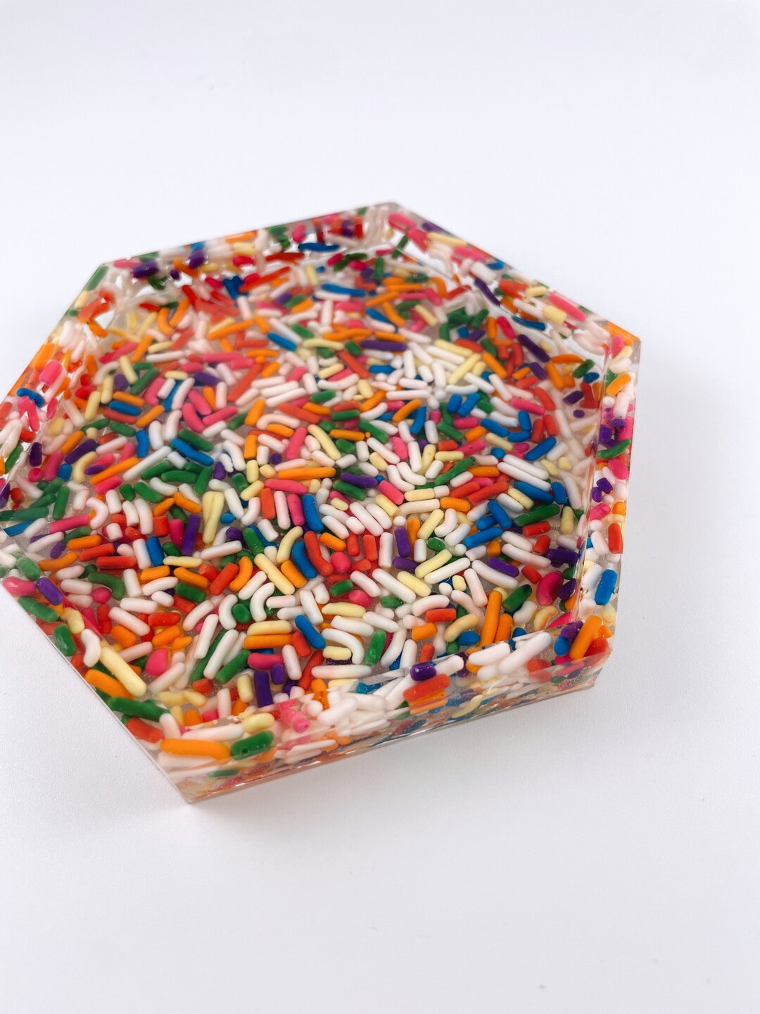 Rainbow Sprinkle Hexagon Resin Jewelry Dish - Etsy