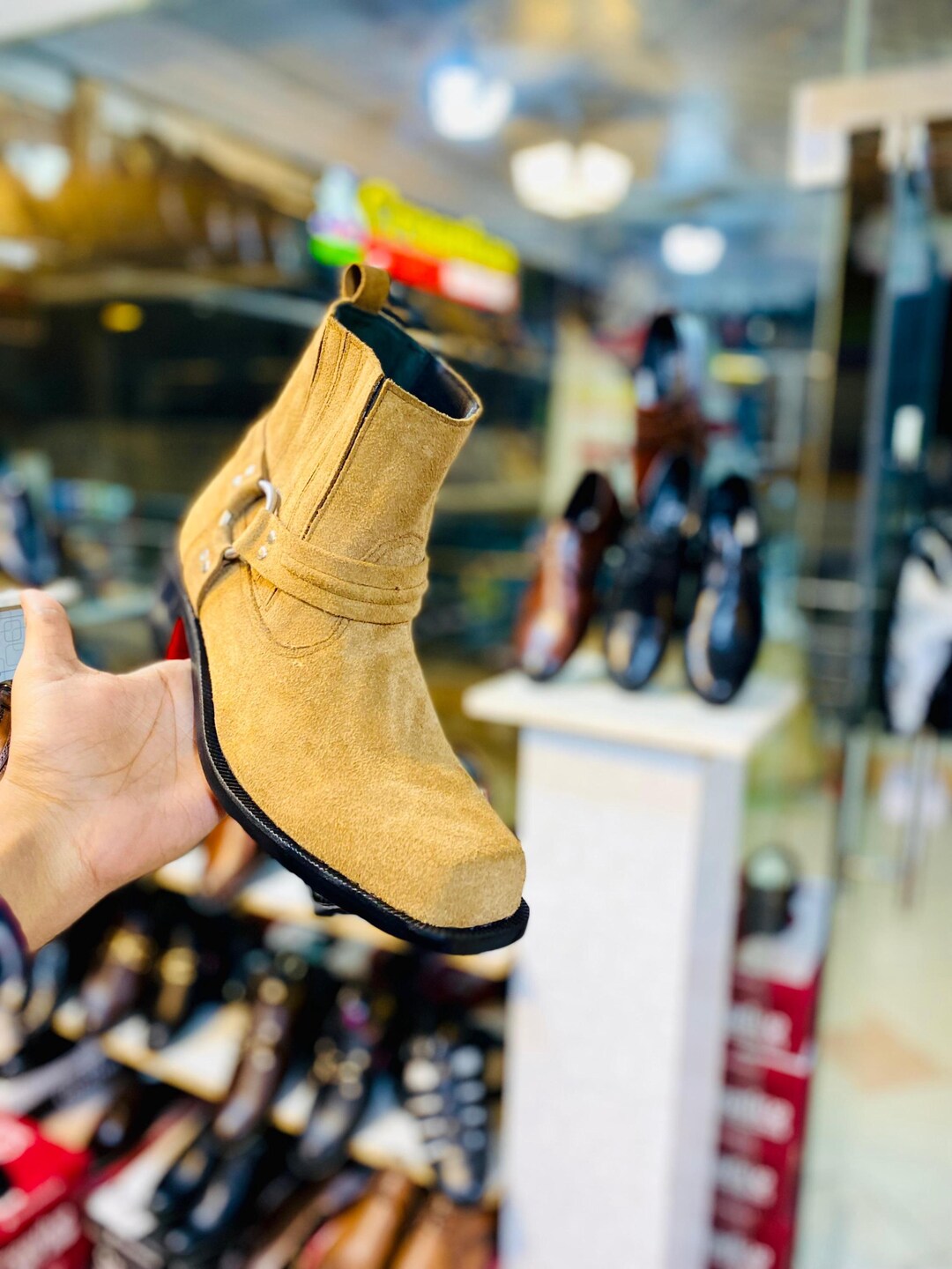 Handmade Suede Harness Boots for Men | Tan Suede Ankle Boots | Western ...