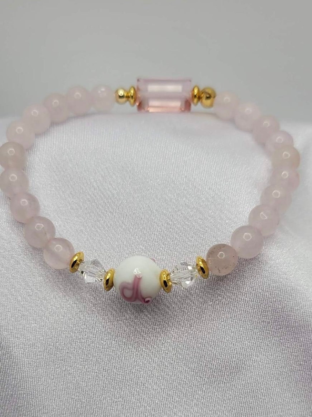 Rose Quartz Breast Cancer Awareness Beaded Bracelet - Etsy